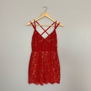 Tobi | Dresses | Tobi Red Lace Dress | Poshmark